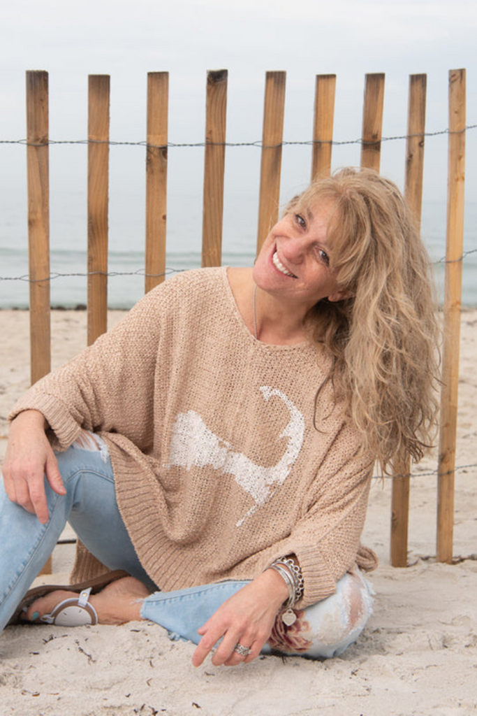 Cape Cod Map Slouch Sand/White – Mermaids on Cape Cod-Official Mermaid Gear