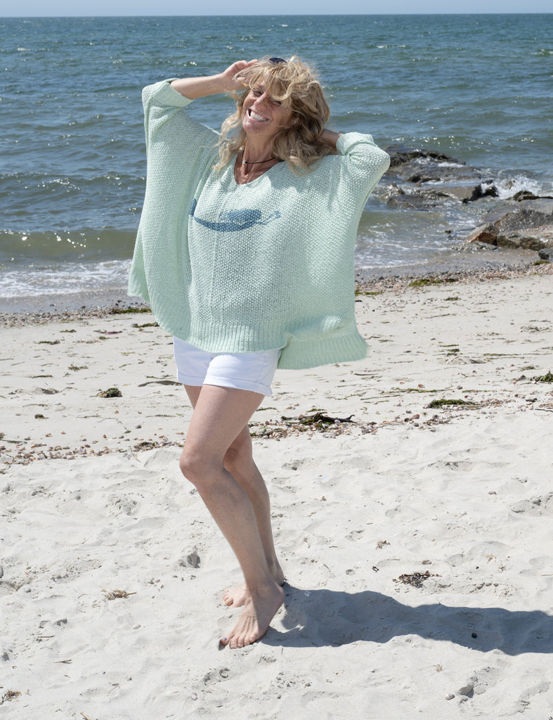 Mermaid Slouch Sweater Seagrass/Navy – Mermaids on Cape Cod-Official ...