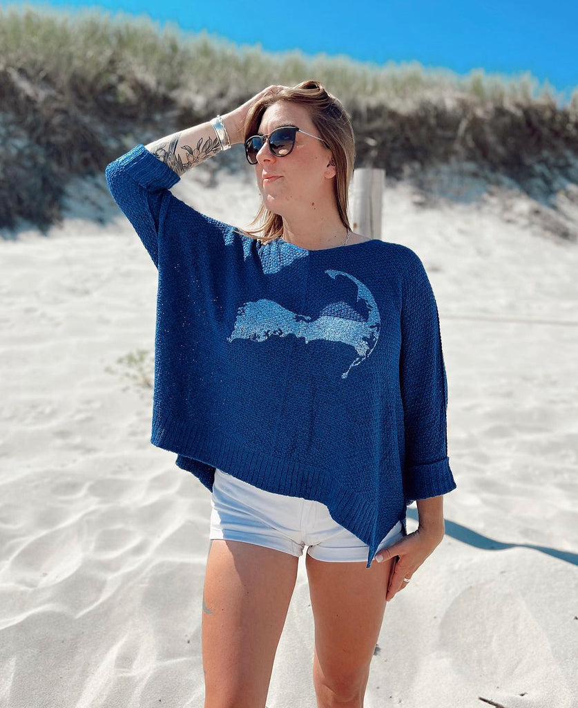 Cape Cod Map Slouch Royal/White – Mermaids on Cape Cod-Official Mermaid ...